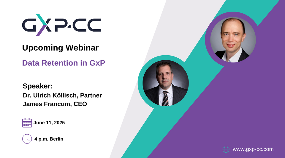 Webinar: Data Retention in GxP by GxP-CC Webinars
