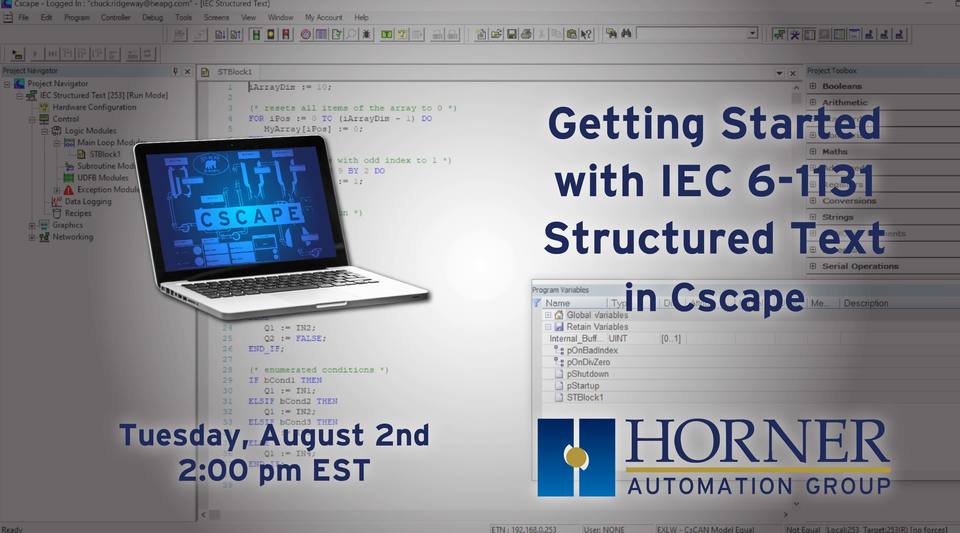 Webinar: Getting Started with IEC 6-1131 Structured Text in Cscape by Horner Automation
