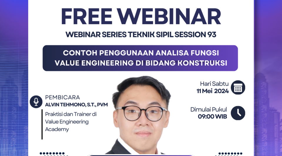 Webinar: WEBINAR SERIES TEKNIK SIPIL SESSION 93 "CONTOH PENGGUNAAN ANALISA FUNGSI VALUE ...